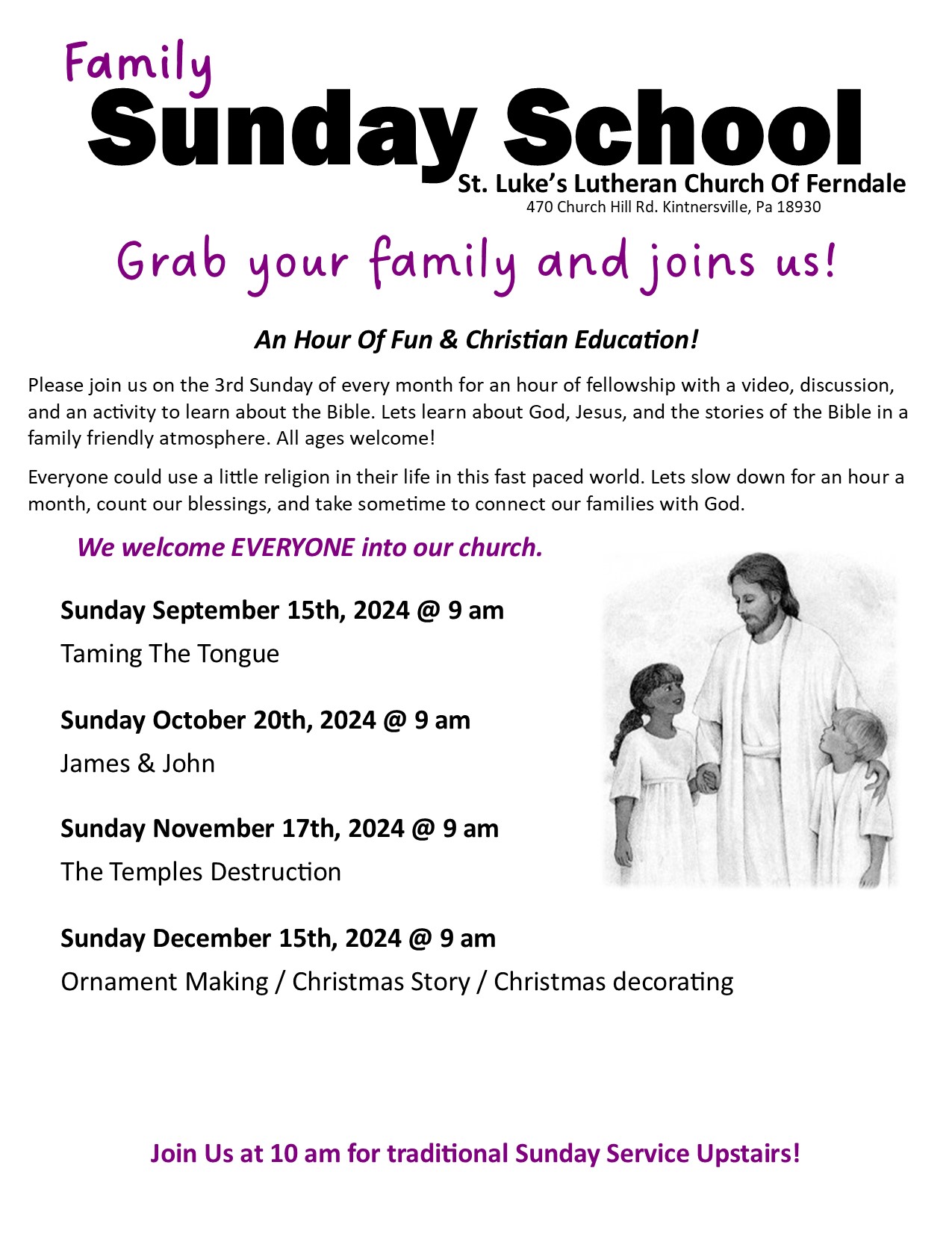 Family Sunday School Starting Soon! - St. Luke Evangelical Lutheran Church